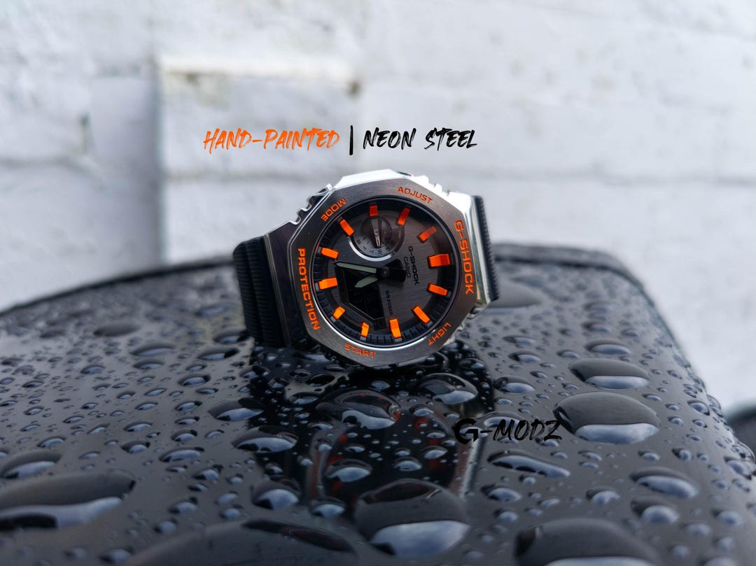 Bespoke Hand-painted G-SHOCK GM-2100 – Neon Orange Steel | Artist ...