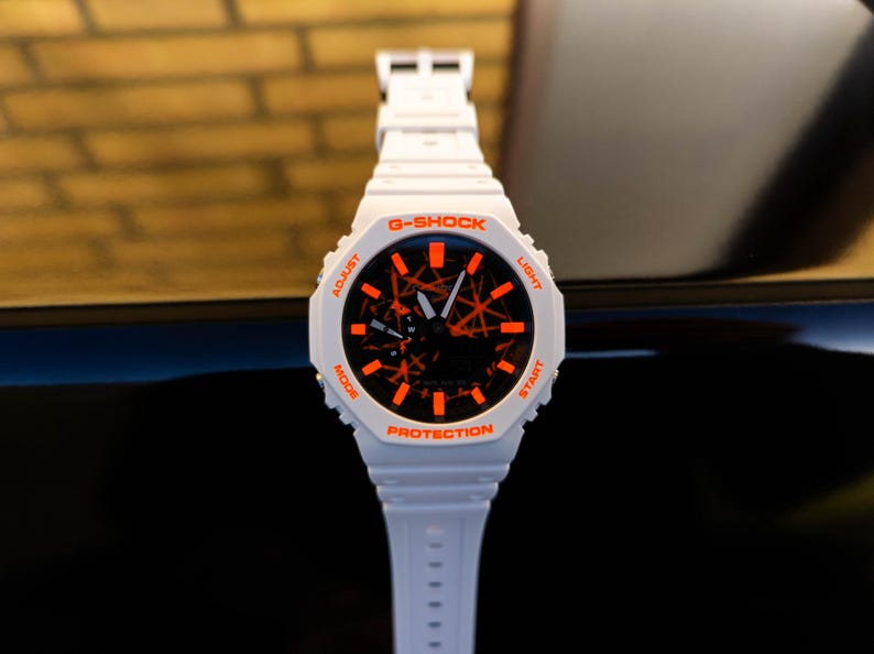 Casio Mod Custom Gshock GA2100 White & UV Orange - High-quality Casioak ...