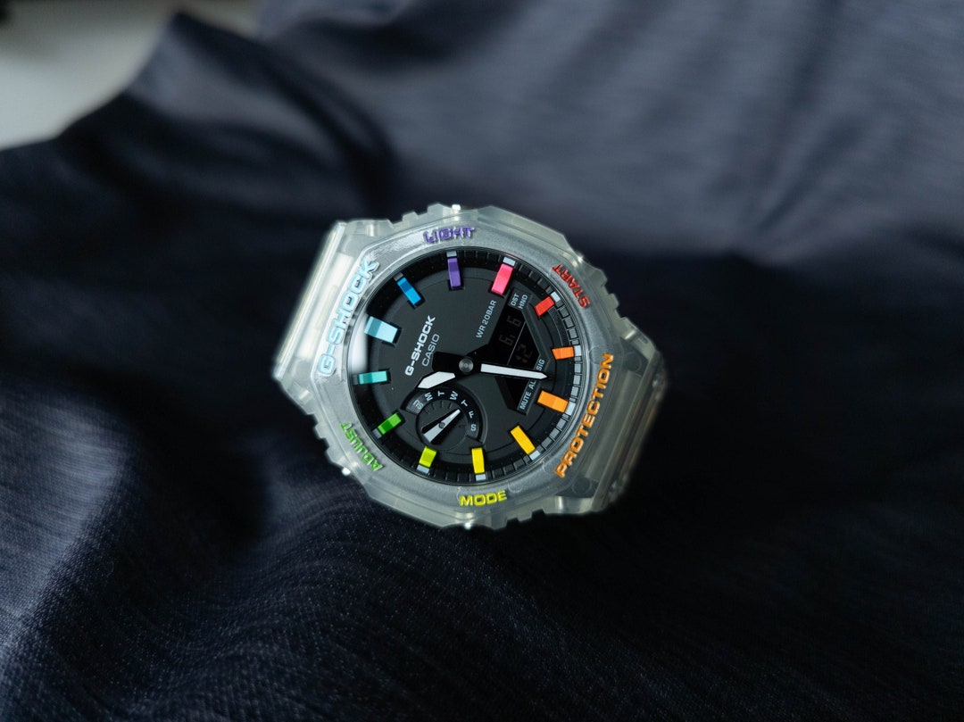 Casio Mod Custom Gshock GA2100 Jellyfish & Rainbow High-quality Casioak ...