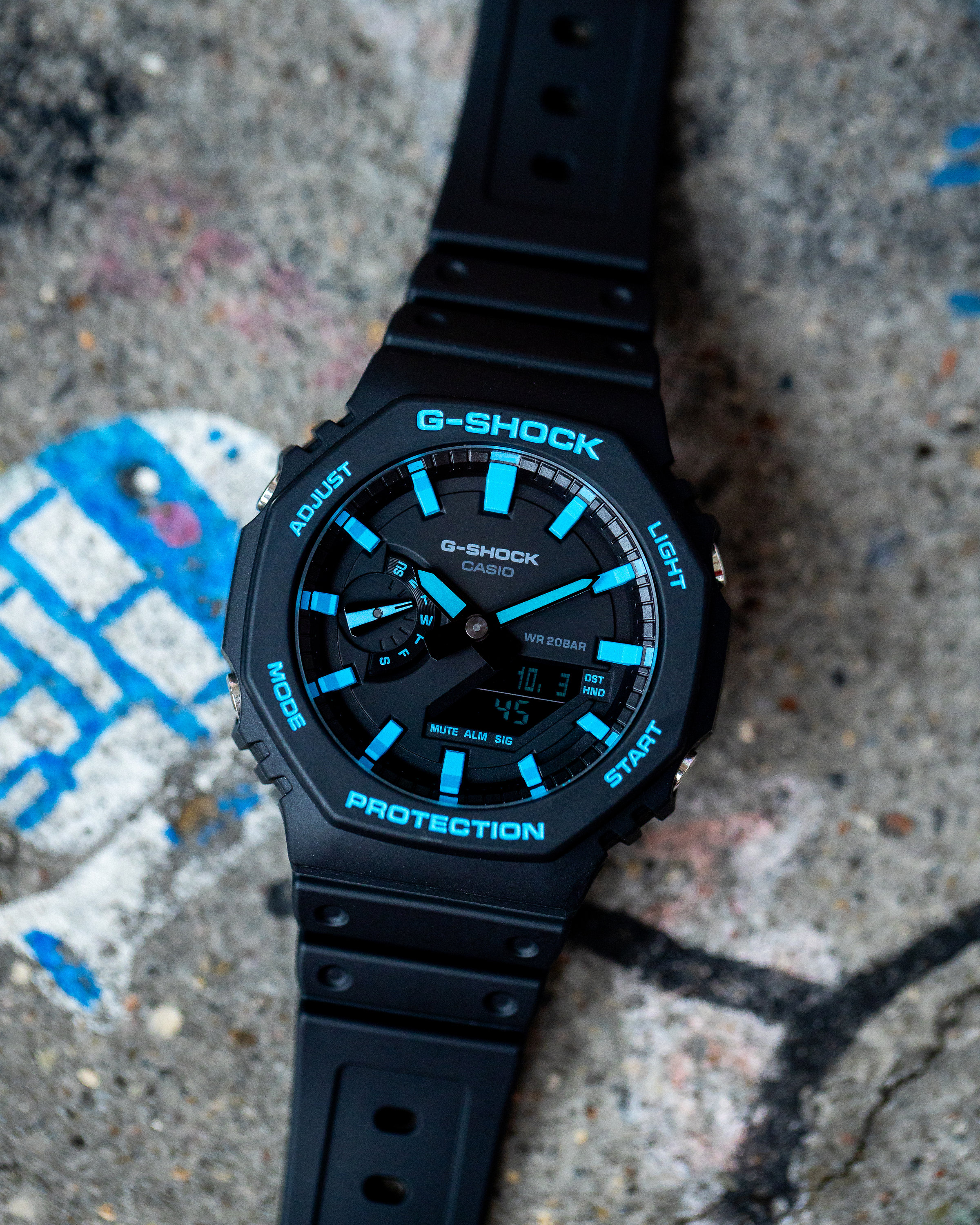 Casio G Shock Black Blue - Casioak Mod Ga2100 - Wrist Watch - One Year ...