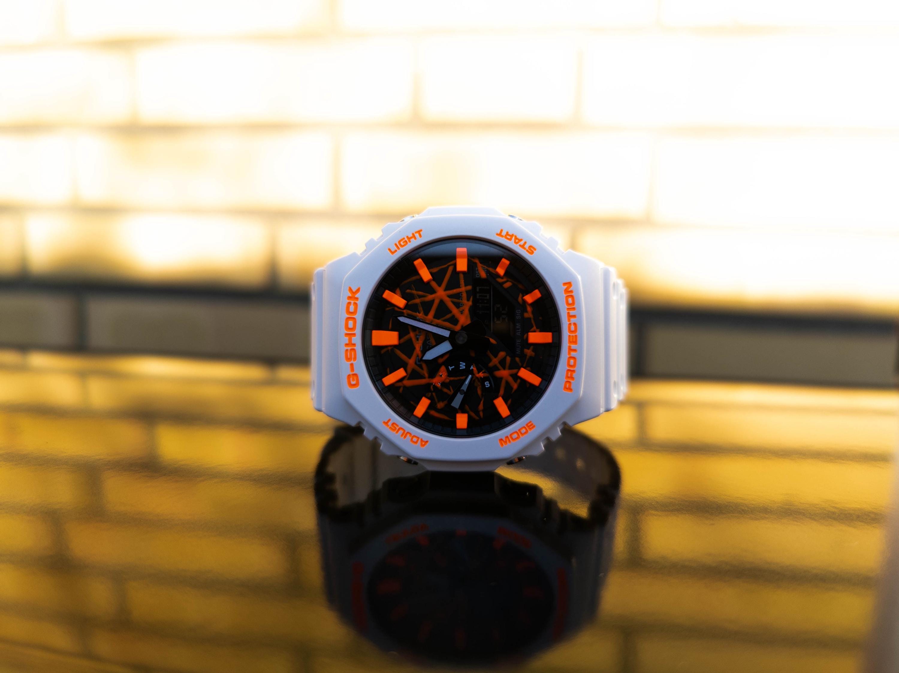 Casio Mod Custom Gshock GA2100 White & UV Orange - High-quality Casioak ...