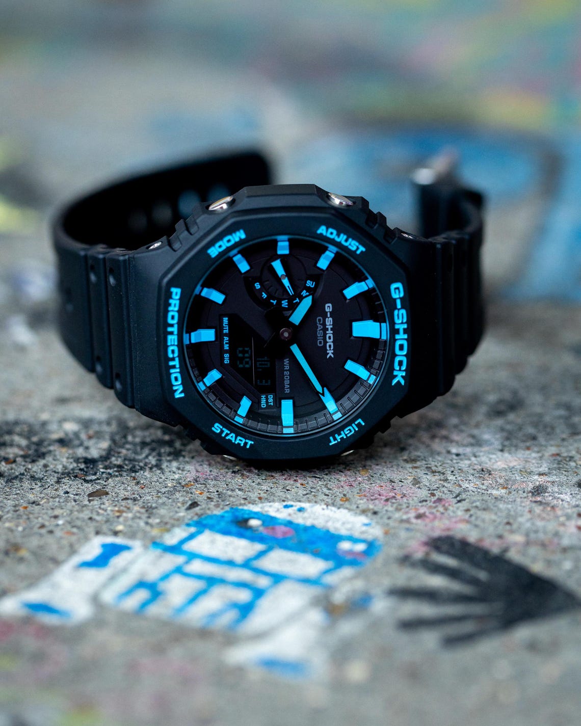 Casio G Shock Black Blue - Casioak Mod Ga2100 - Wrist Watch - One Year ...