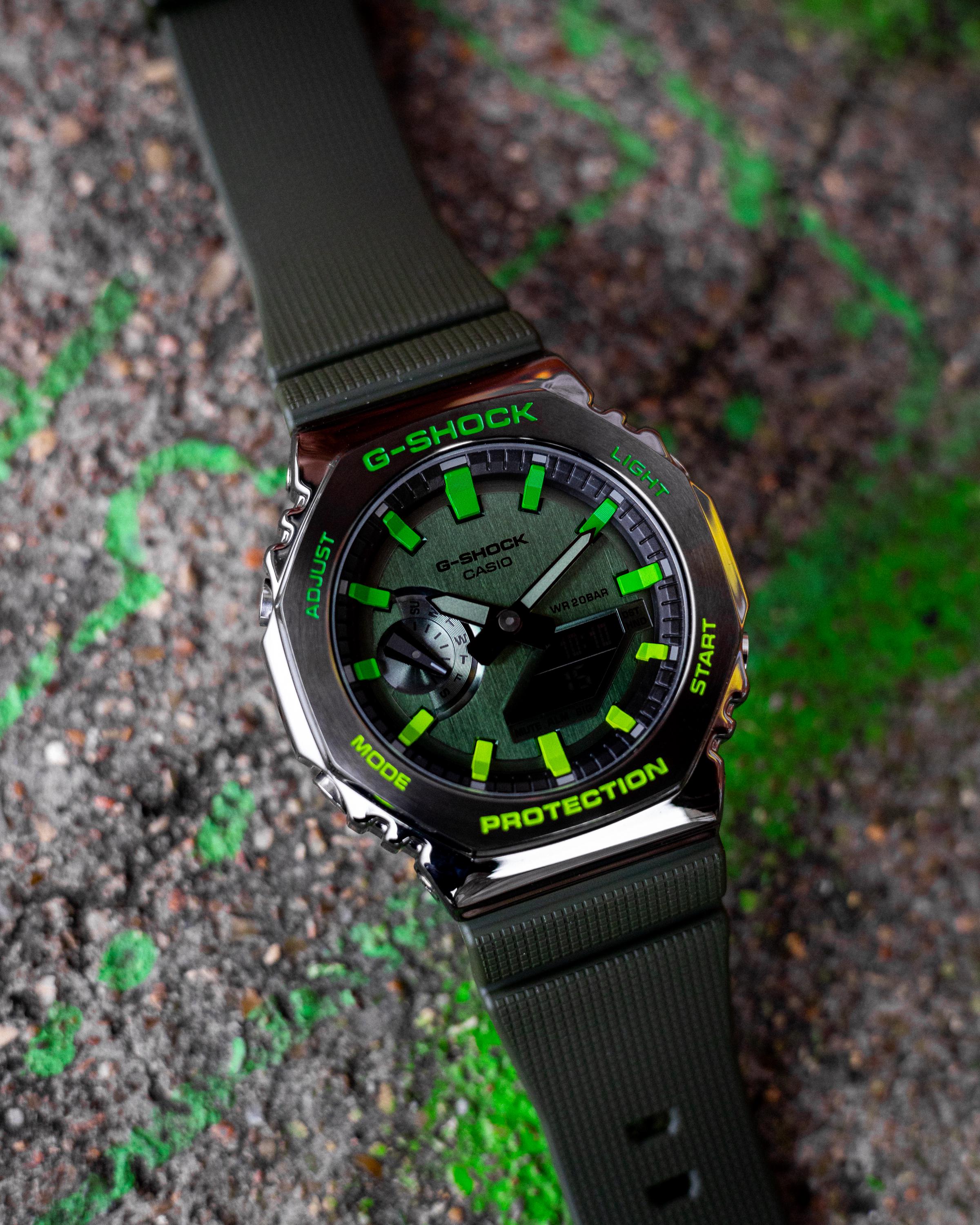 Casio G Shock Steel Green Casioak Mod GM2100 Wrist Watch One Year ...