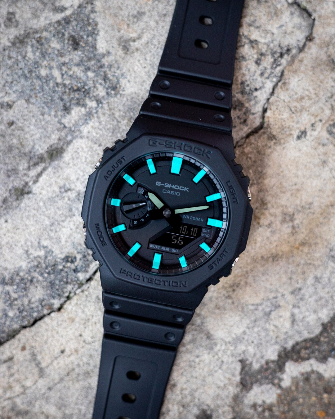 Casio G Shock Black / Turquoise Casio Mod Wrist Watch One Year ...