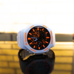 Casio Mod Custom Gshock GA2100 White & UV Orange High-quality Casioak ...
