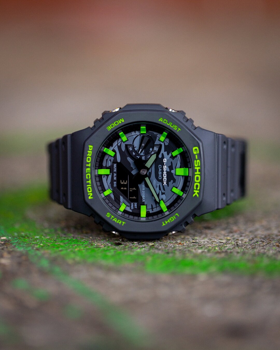 Casio G Shock Grey Camo Green Casioak Mod Ga2100 Wrist Watch One Year ...