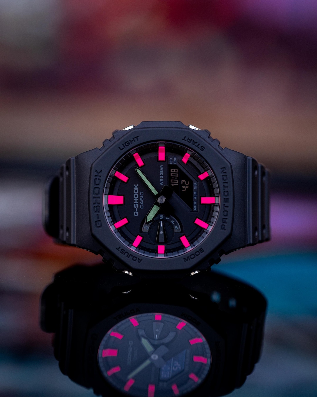 Casio G-shock Casioak Mod Neon Pink - Hand-painted High-quality GA-2100 ...