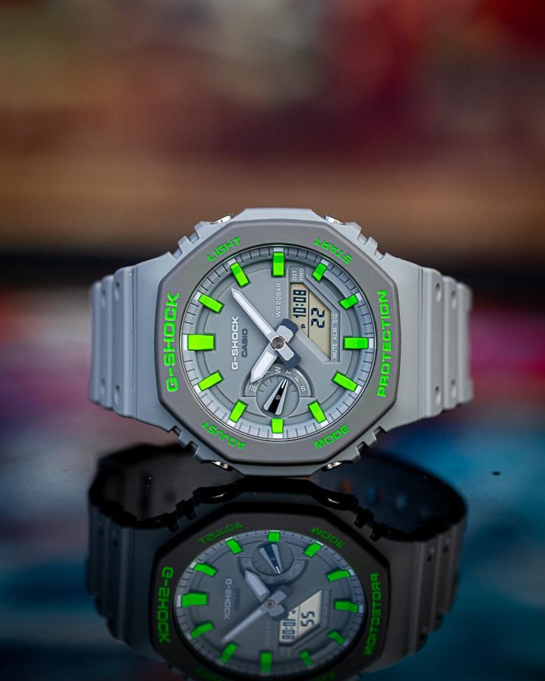 Hand-painted Casioak Neon Green Acid Casio G-shock GA2100 - Luxury Mod ...