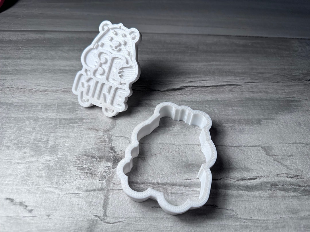 Bear Hug: ‘be Mine’ Cookie Cutter Set With Stamp and Handle - Etsy