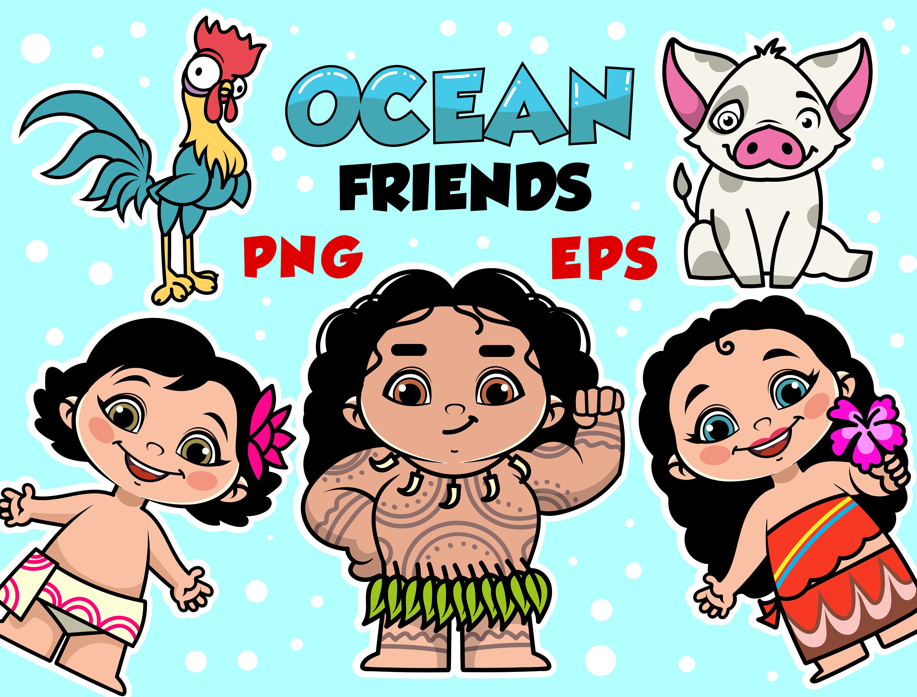 Ocean Friends Clipart Polynesian Princess Clipart Hawaii - Etsy