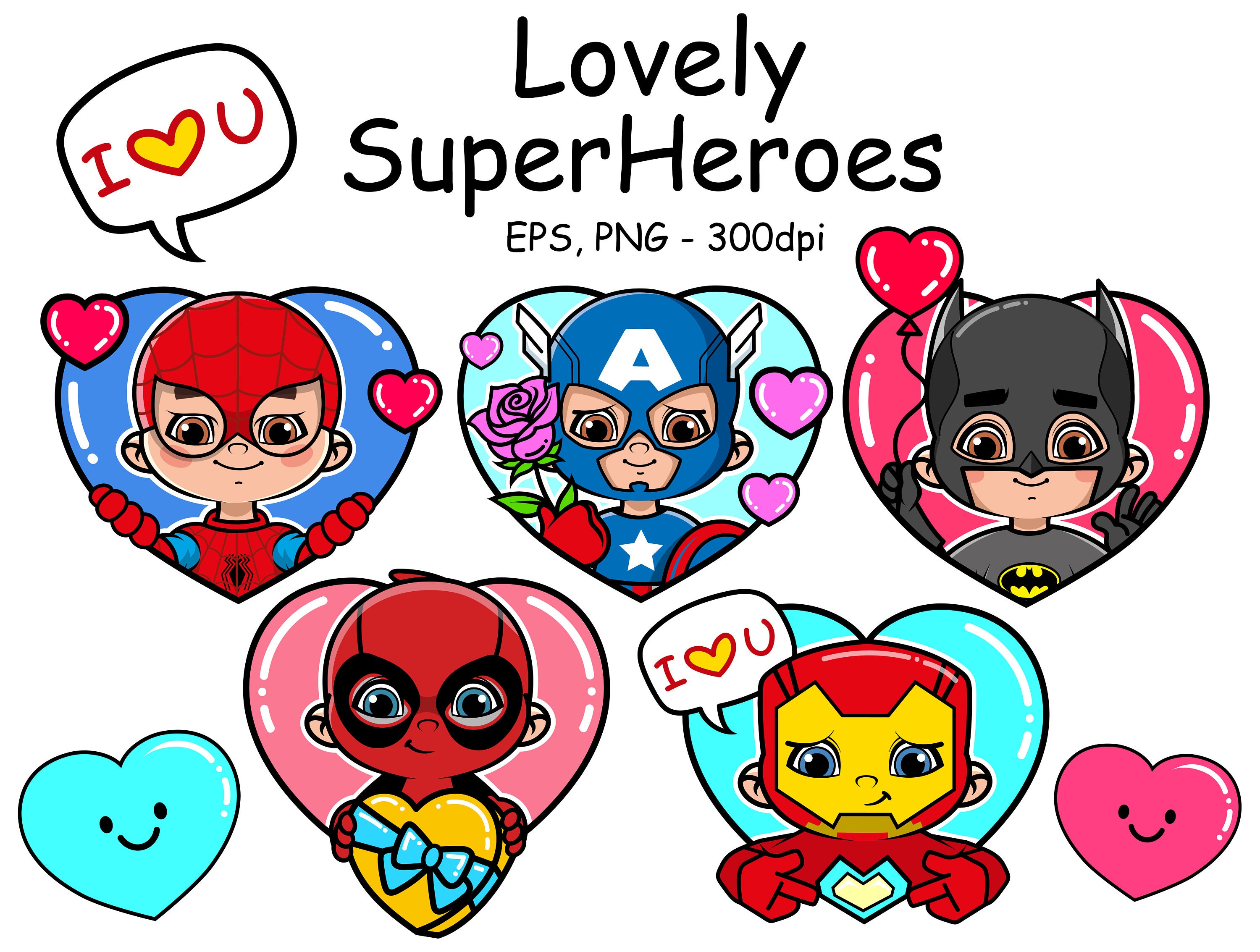 Superhero Valentines Clipart Baby Super Heroes Clipart - Etsy