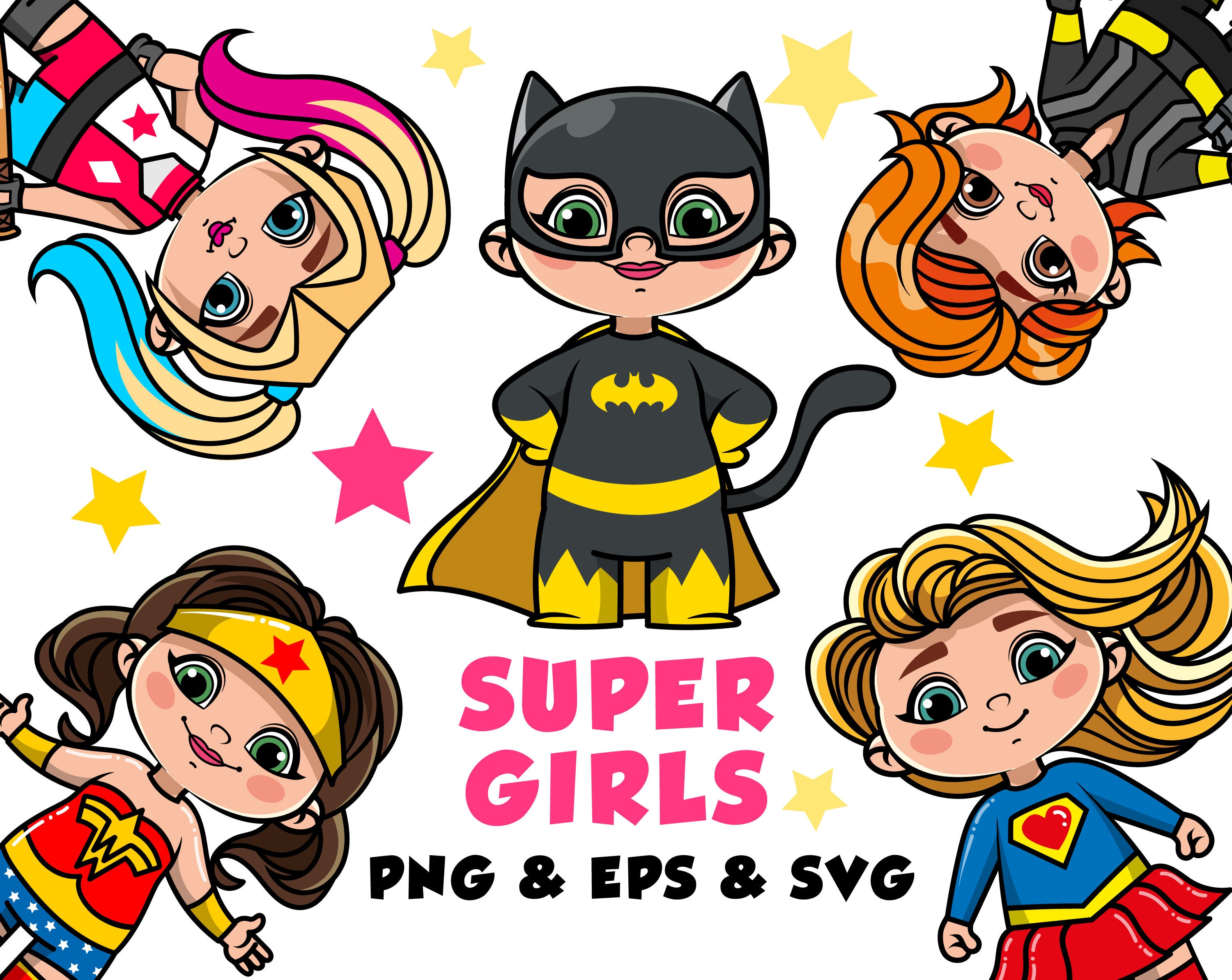 Super Girls Clipart Svg Superhero Clipart Friends Girl Power - Etsy