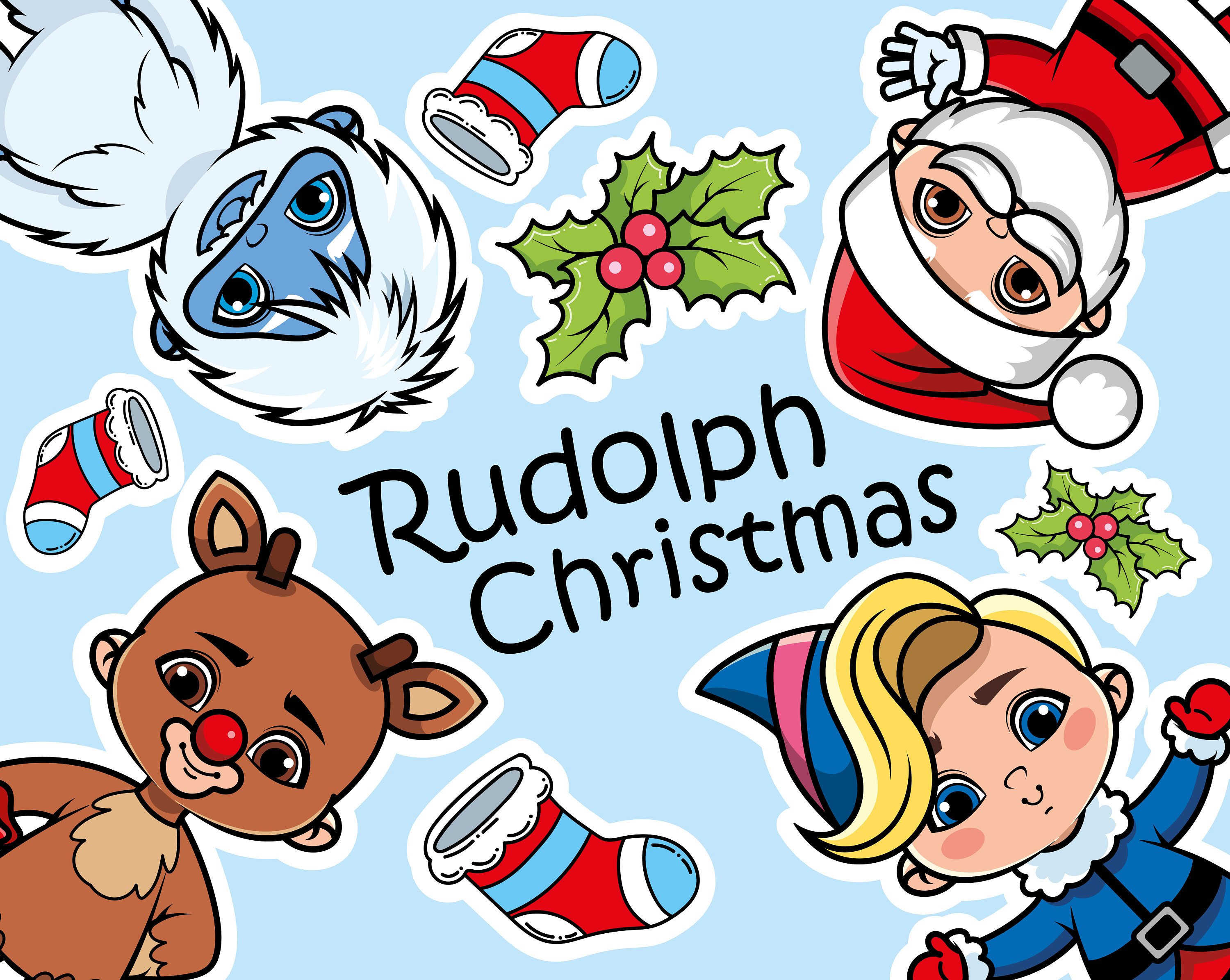 Rudolphs the Red Nosed Reindeer Clipart Christmas Clipart - Etsy