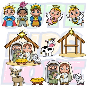 Cute Christmas Clipart Vector, Nativity Clipart, Bible Story Clipart ...