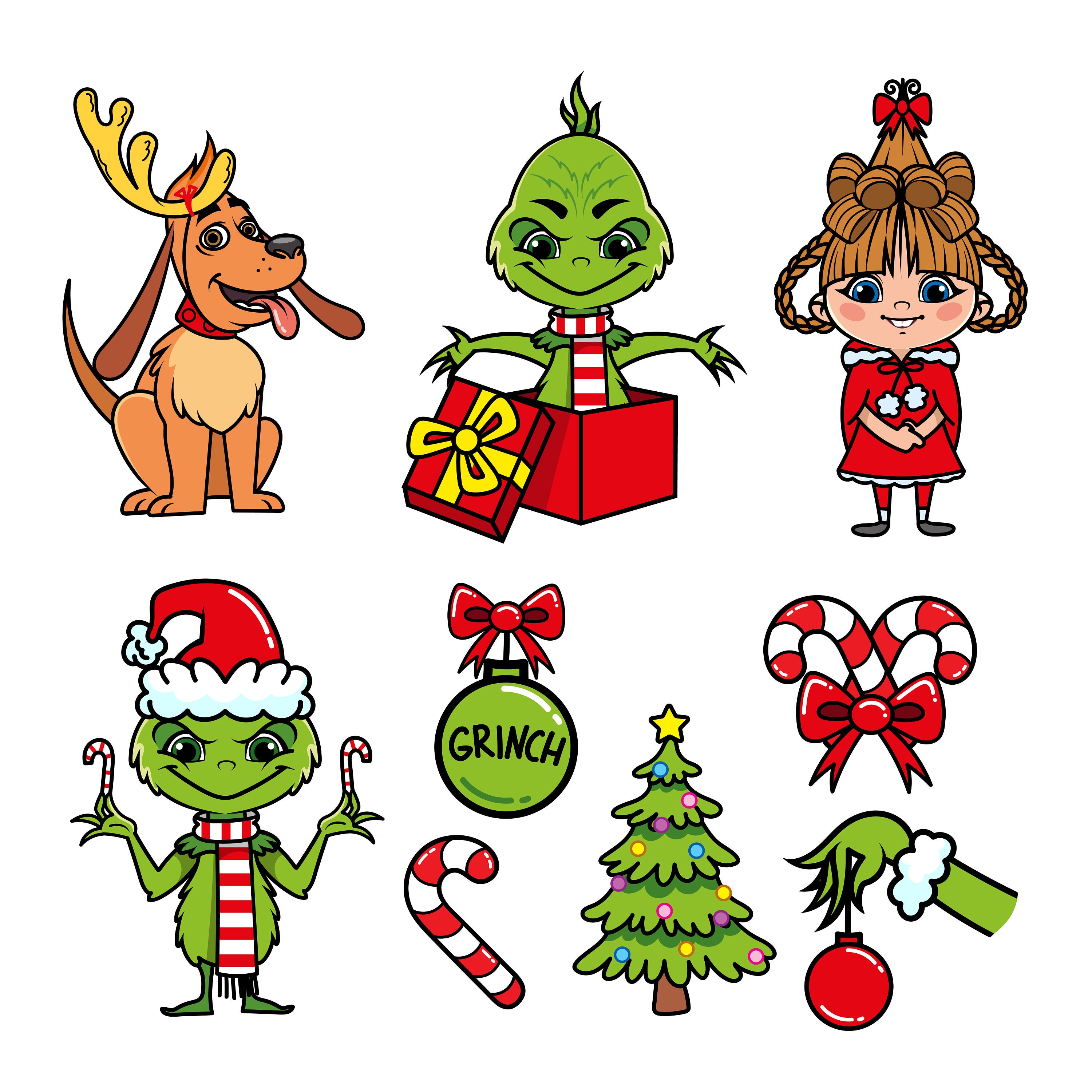 Lindo vector clipart navideño Grinch de Navidad clipart - Etsy México
