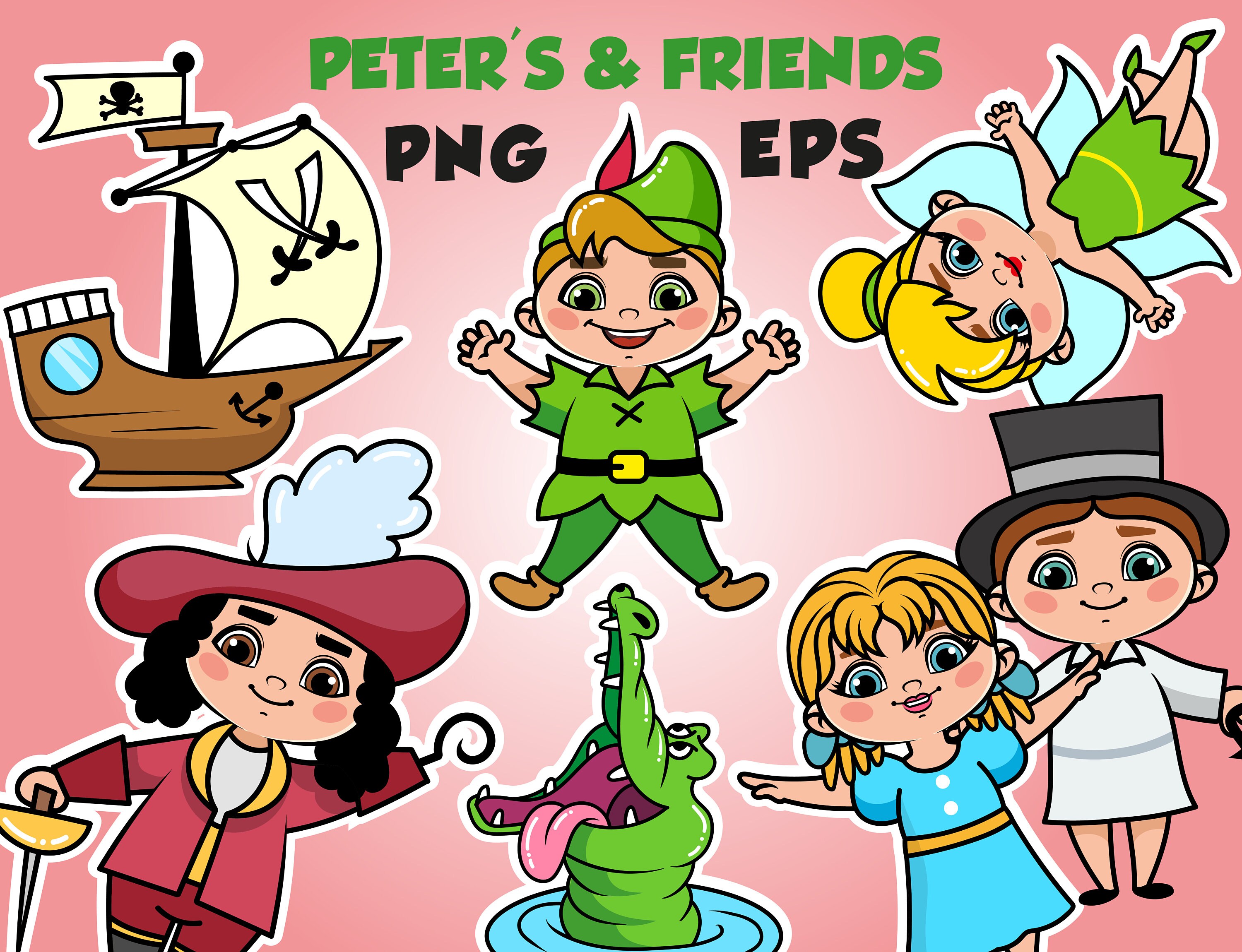 Cute Peter Pan Clipart Peter Pan Friends Clipart Printable - Etsy