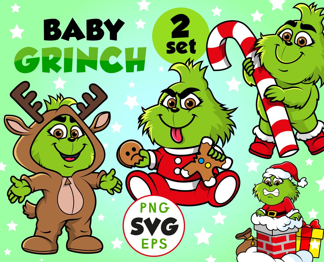 Cute Baby Grinch Clipart Set 2 Christmas Baby Grinch Svg - Etsy UK