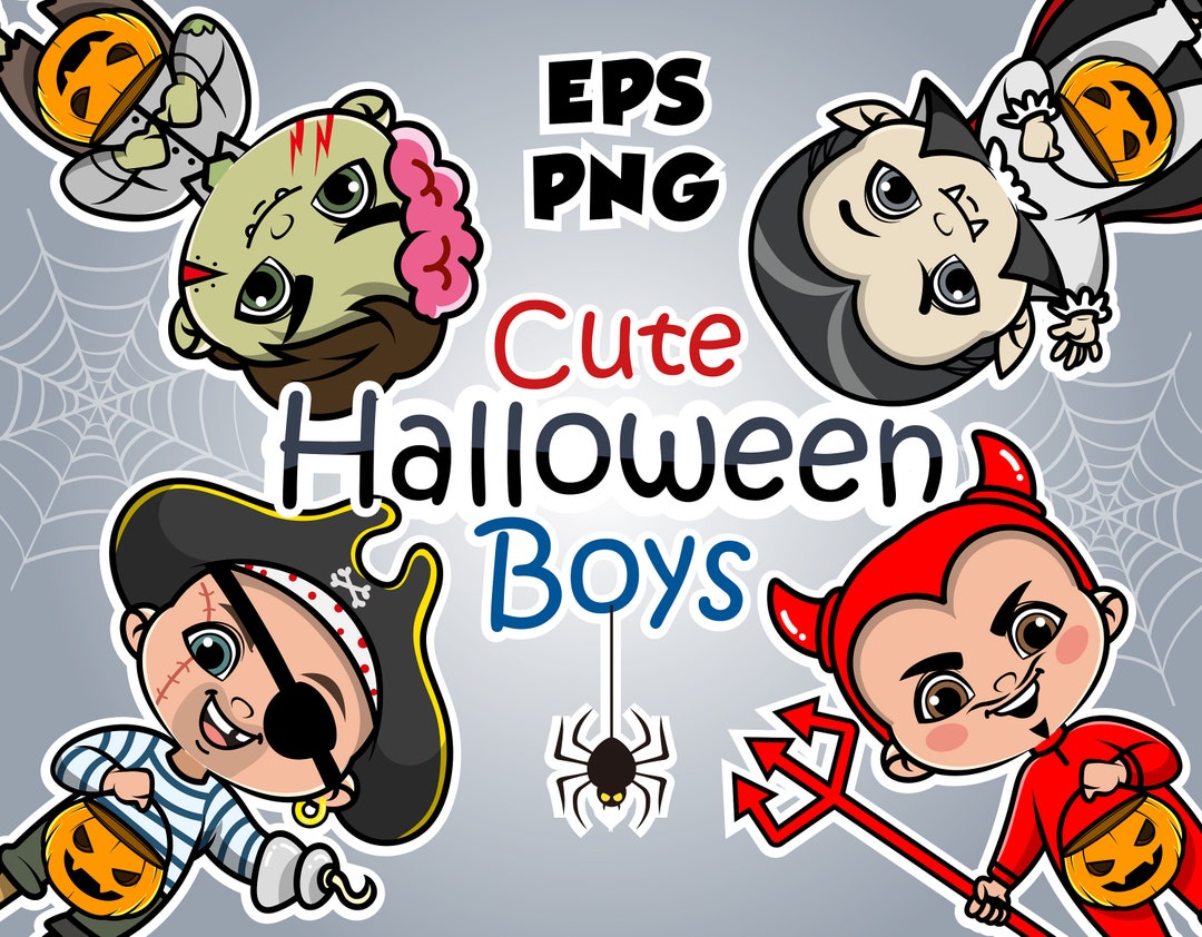 Cute Halloween Friends Clipart Cute Horrors Kids Png - Etsy