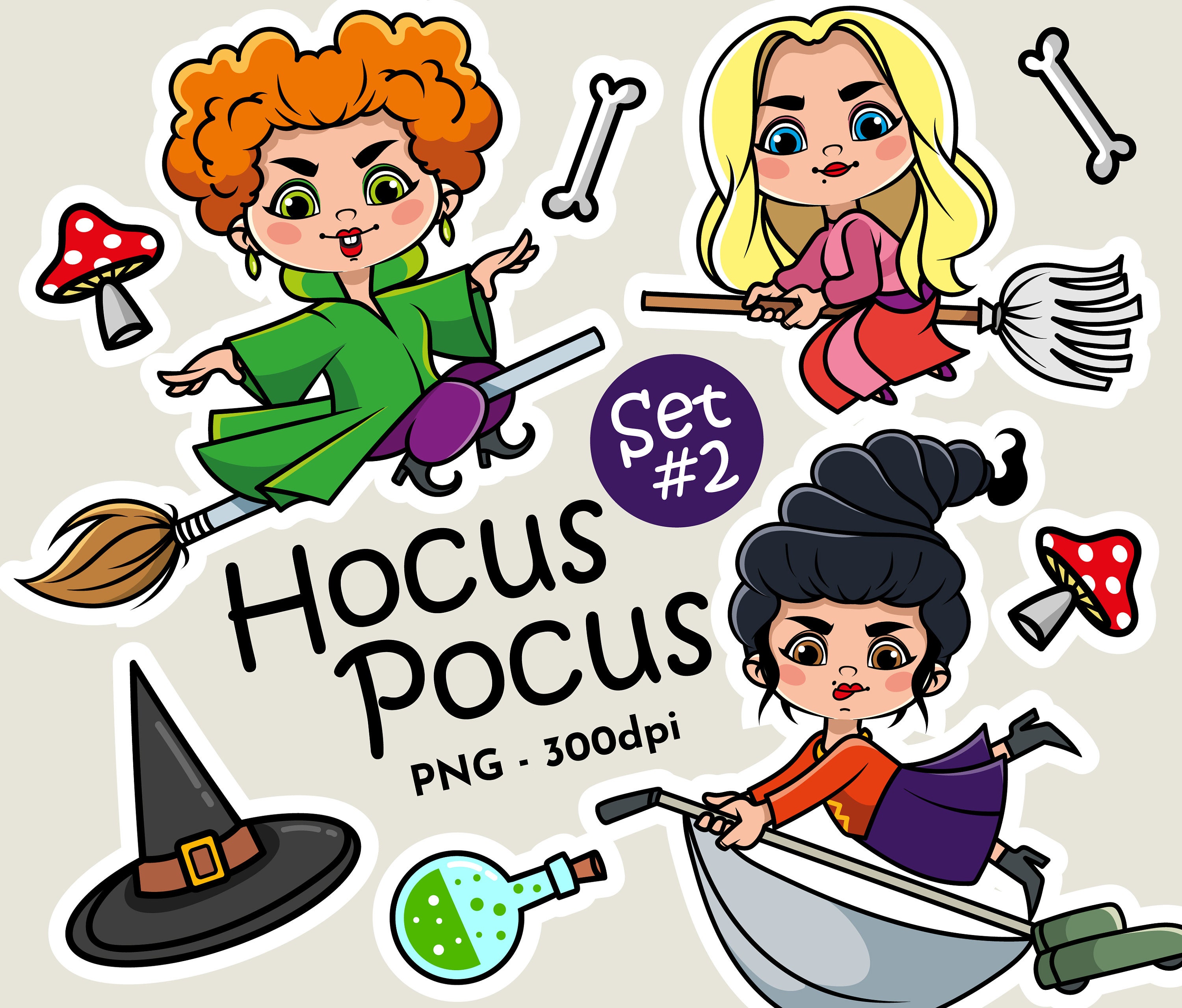 Hocus Pocus Characters Clipart Png Halloween Clipart Fairy - Etsy