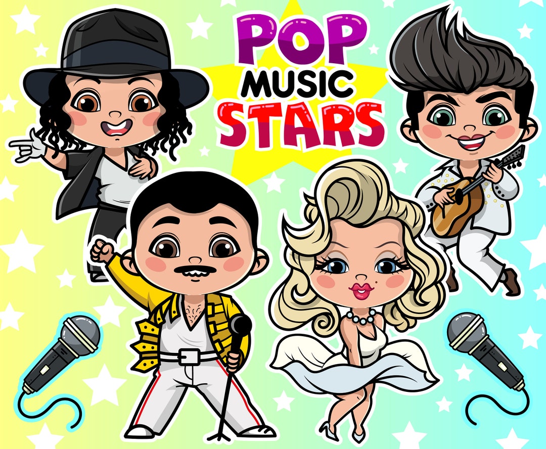 Pop Music Clipart SVG, Michael Jackson, Marilyn Monroe, Freddie Mercury ...