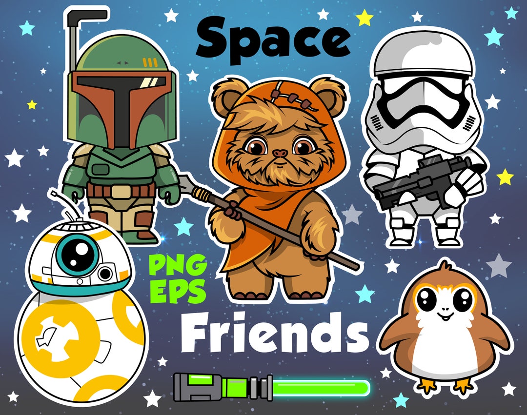 Cute Space Characters Clipart, Cute Space Kids Clipart, Space Birthday ...