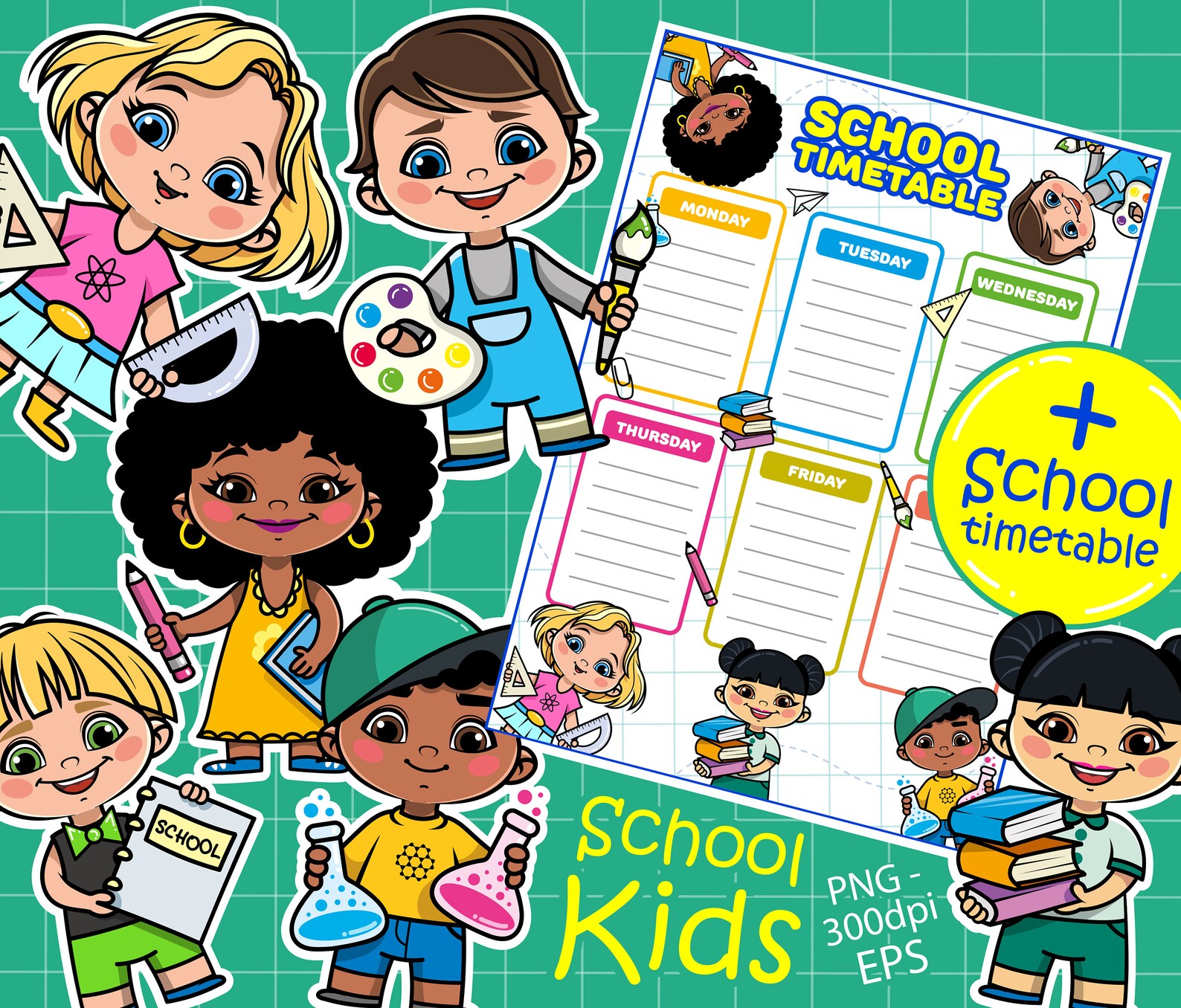 Cute School Kids Clipart and School Planner Printable Back to - Etsy Canada