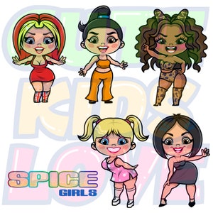 Cute Spice Girls Bundle, Pop Music Clipart, Cute Chibi Musicians ...