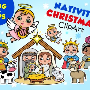 Cute Christmas Clipart Vector, Nativity Clipart, Bible Story Clipart ...