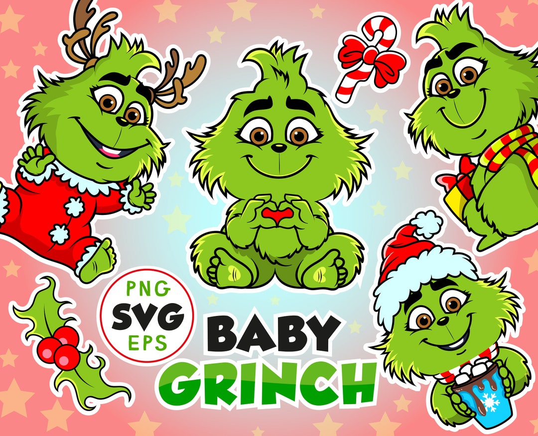 Cute Baby Grinch Clipart, Christmas Baby Grinch Svg Printable, Grinch Christmas Bundle, Grinch ...