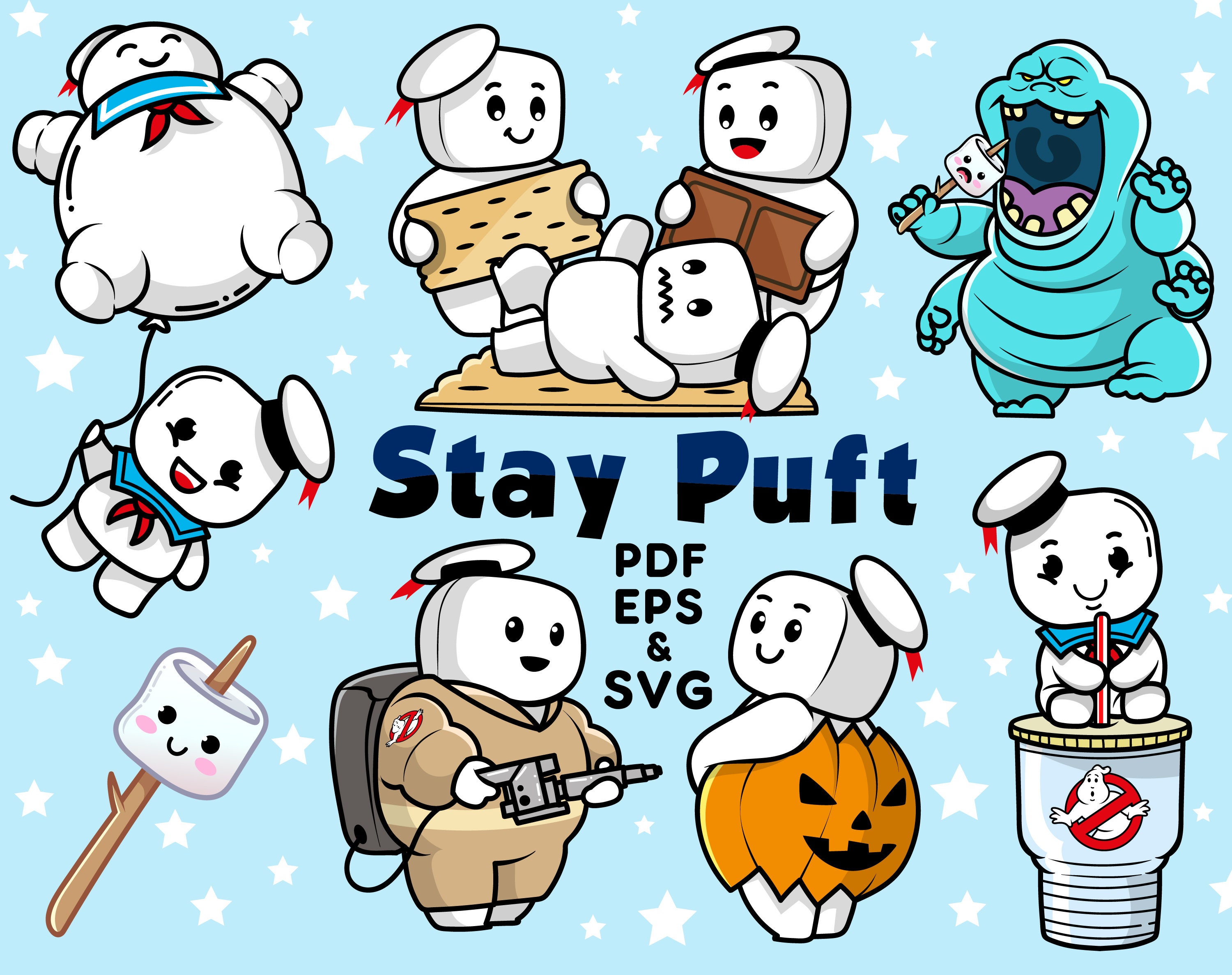 Ghostbusters Clipart Png Marshmallow Clipart Stay Puft Cute - Etsy ...