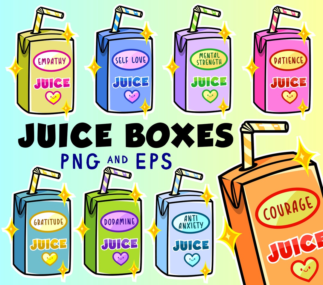 Juice Boxes Bundle Clipart Self Love Juice Bundle Happy - Etsy