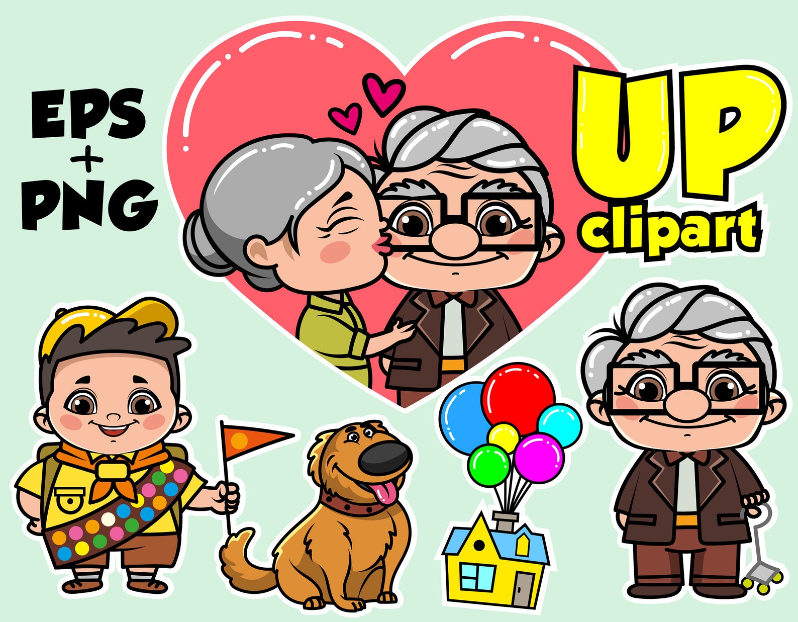 Cute UP Characters Clipart up Characters Bundle up Cartoon - Etsy