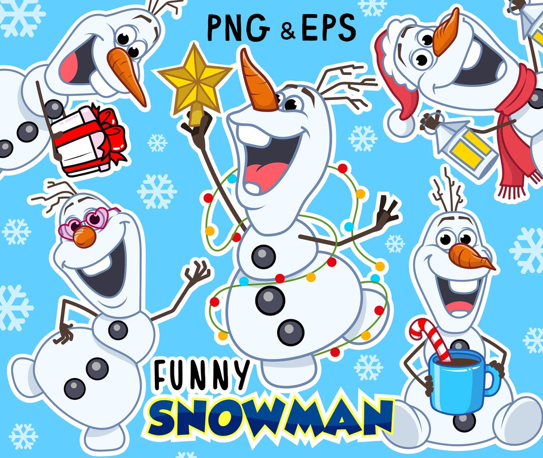 Funny Snowman Clipart, Cute Frozen Snowman Bundle, Cute Snowman Olaf ...