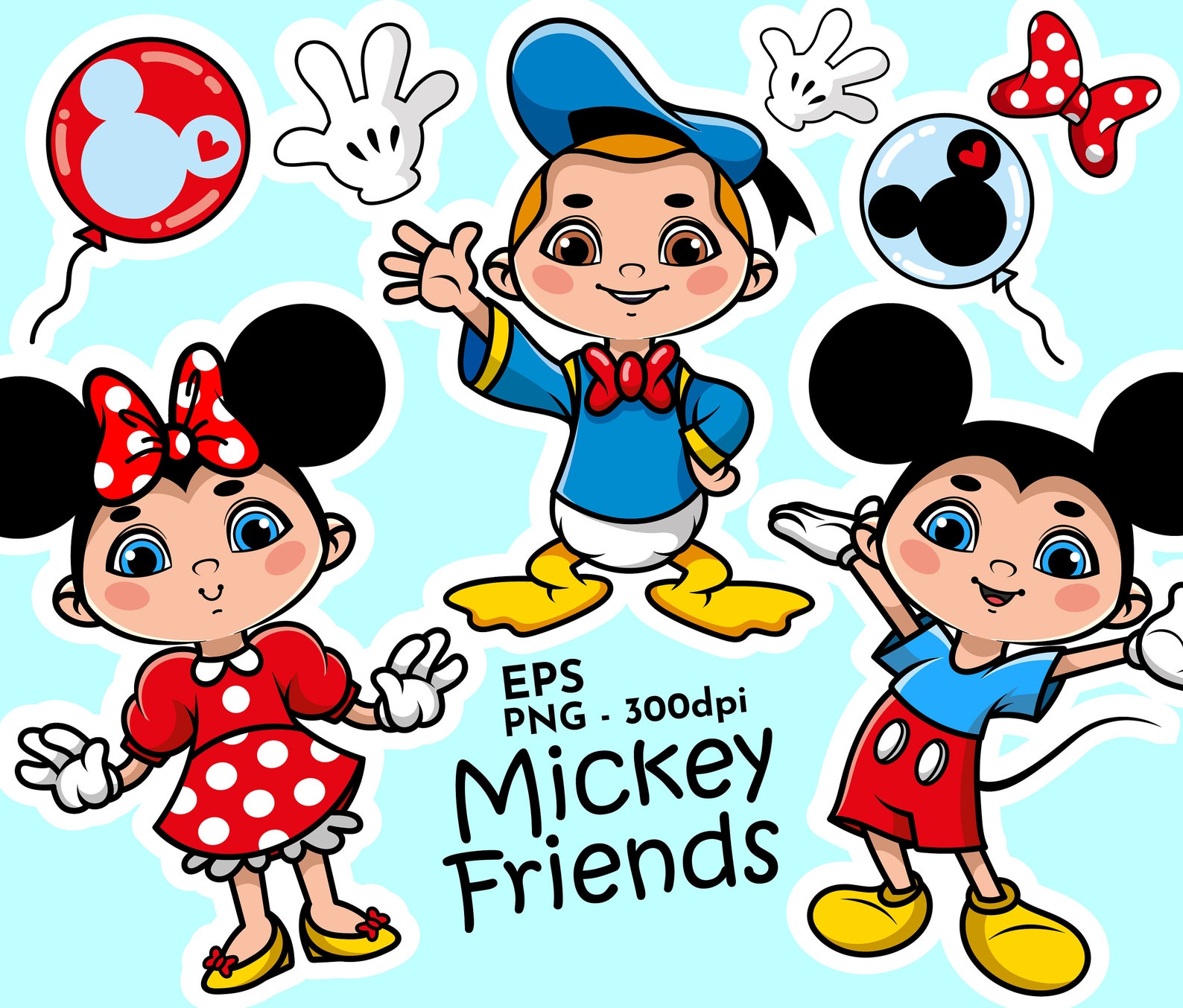 Cute Mickey Friends Clipart Png Mickey Clipart Birthday - Etsy