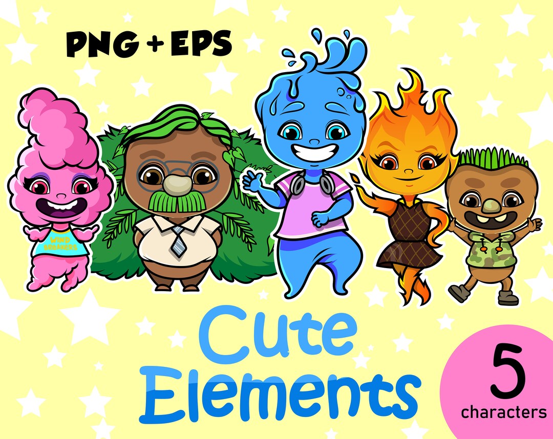 Elemental Clipart Set Elemental Png Instant Download Cute - Etsy