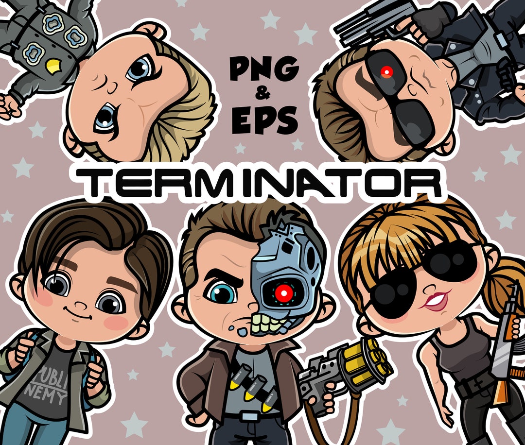 Terminator 2 Characters Clipart Png, Terminator Bundle, Robot Movie 90s ...