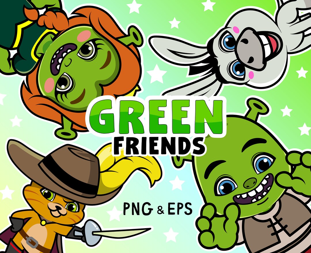Green Friends Cute Clipart, Cute Toys Vector, Cute Kids Characters Png ...