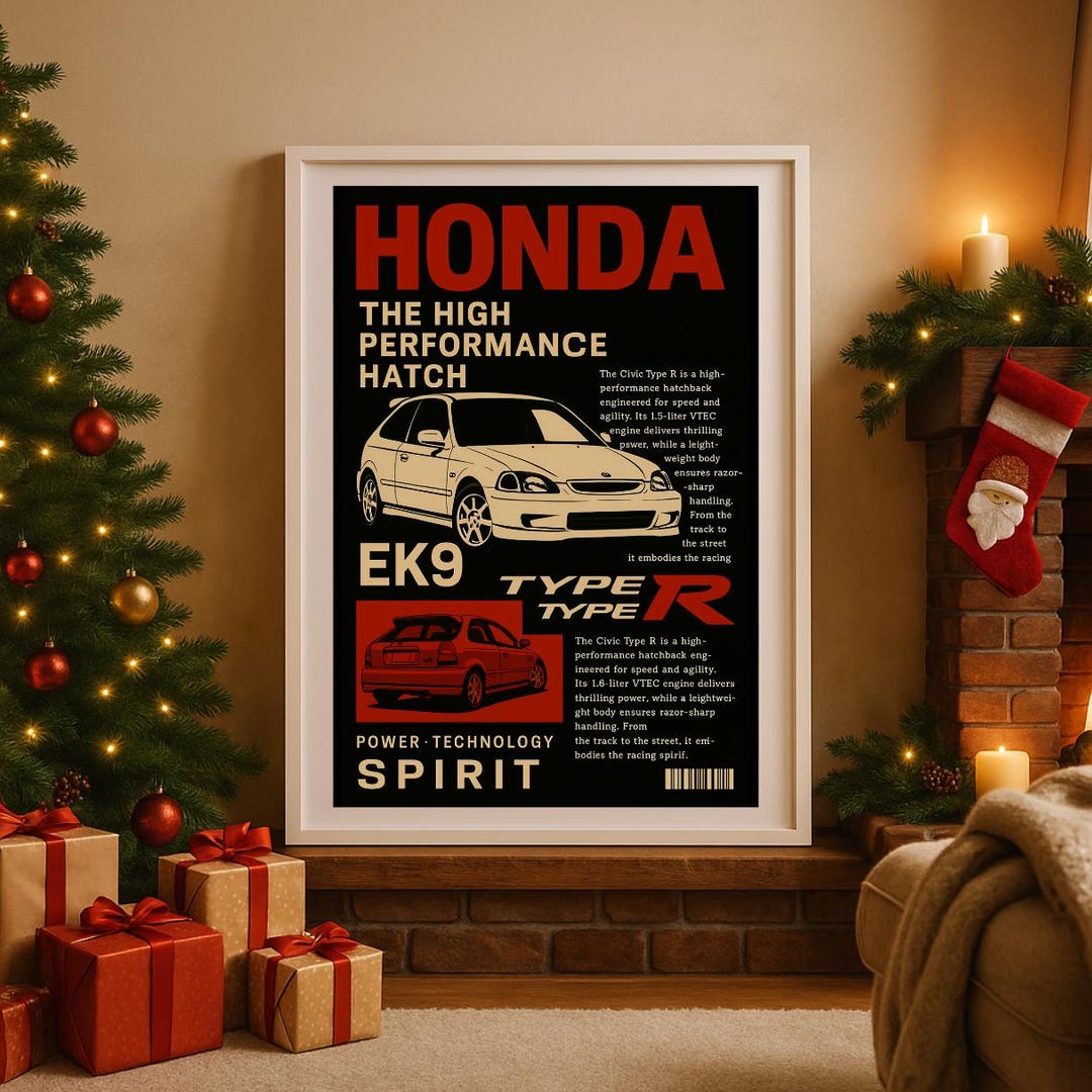 Honda Civic EK9 Type R Poster, Retro JDM Car Print, Classic Japanese ...