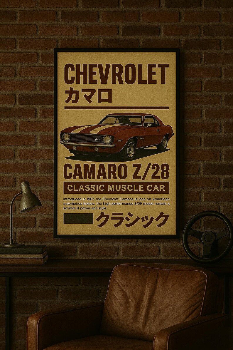 Camaro Z28 Poster, Vintage Muscle Car Print, Classic American Auto Wall ...