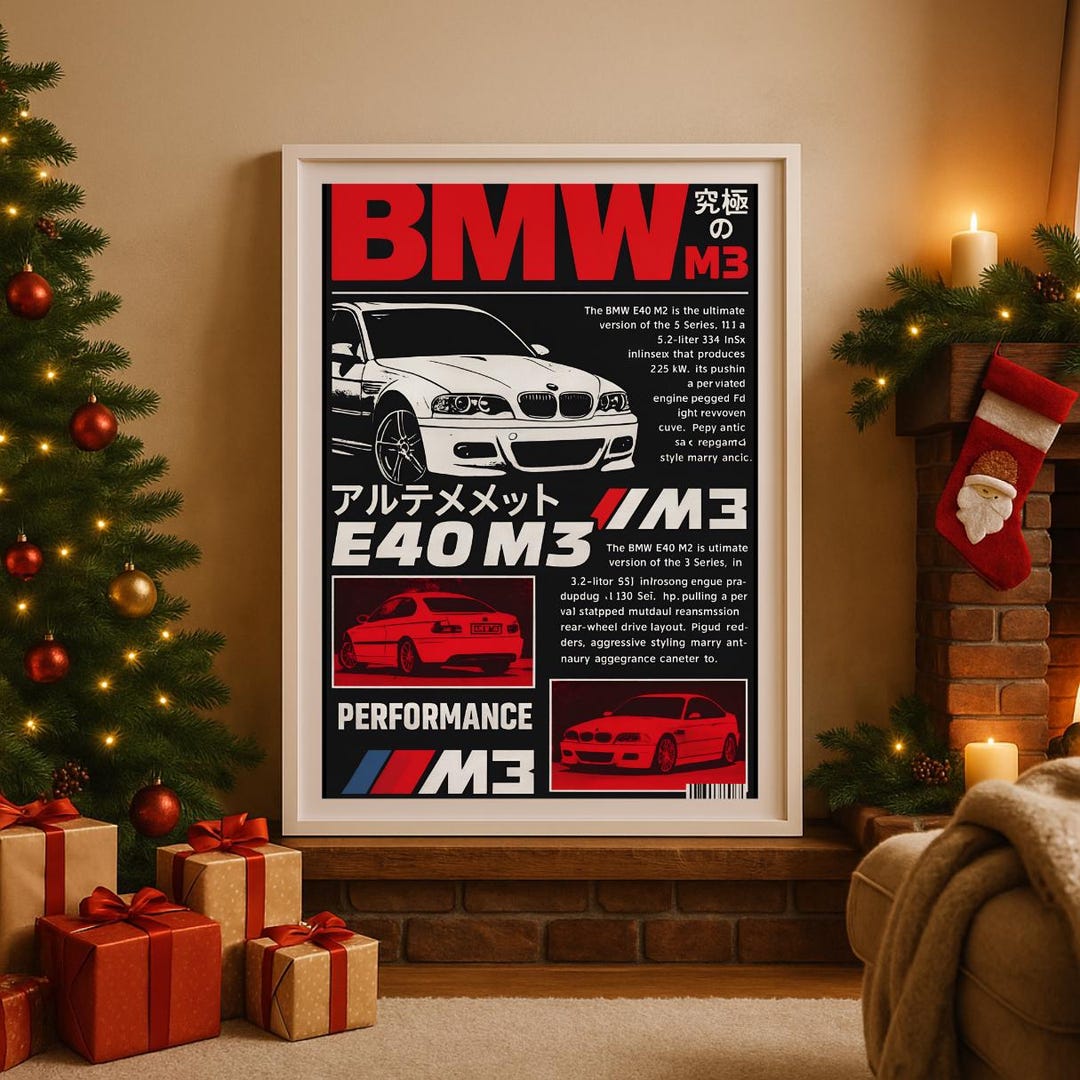 BMW E46 M3 Poster, Retro Motorsport Car Print, Classic German Sports ...