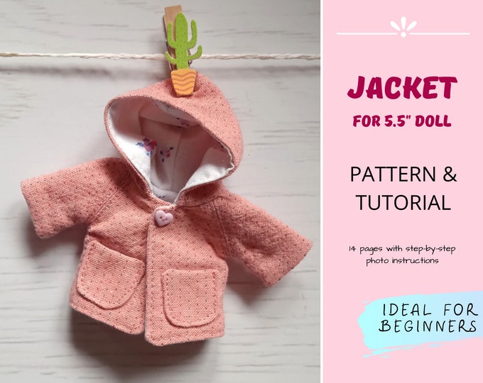 JACKET Sewing Pattern for 5 Inch Doll — 5" Doll Clothes Pattern, Tiny ...
