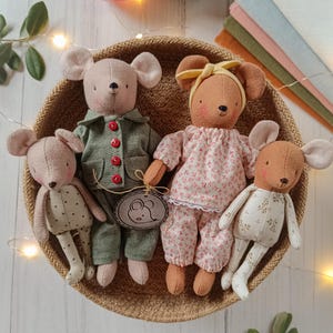Mouse Sewing Pattern & Tutorial DIY Family of Mice, Soft Mini Toys ...