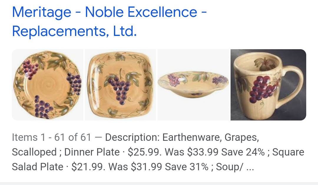 SOLD Do NOT Purchase Collectible Noble Excellence 16 PC Set Meritage ...