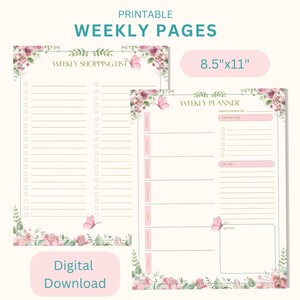 Weekly Planner | Monthly Planner | Calendar | Organizer | FLORAL ...
