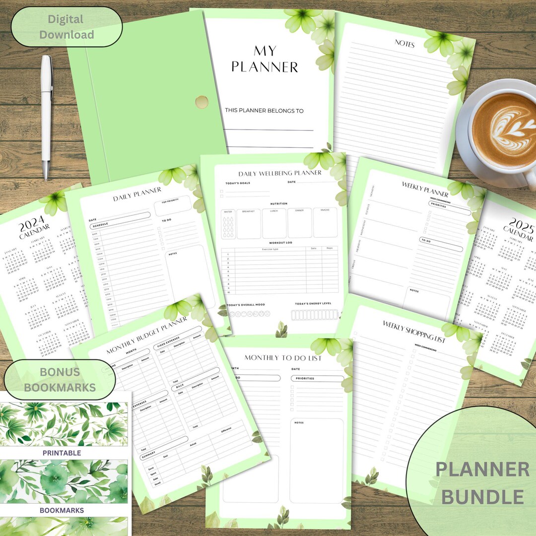 Daily | Weekly | Monthly | Green | Planner | Calendar | Printable | To ...