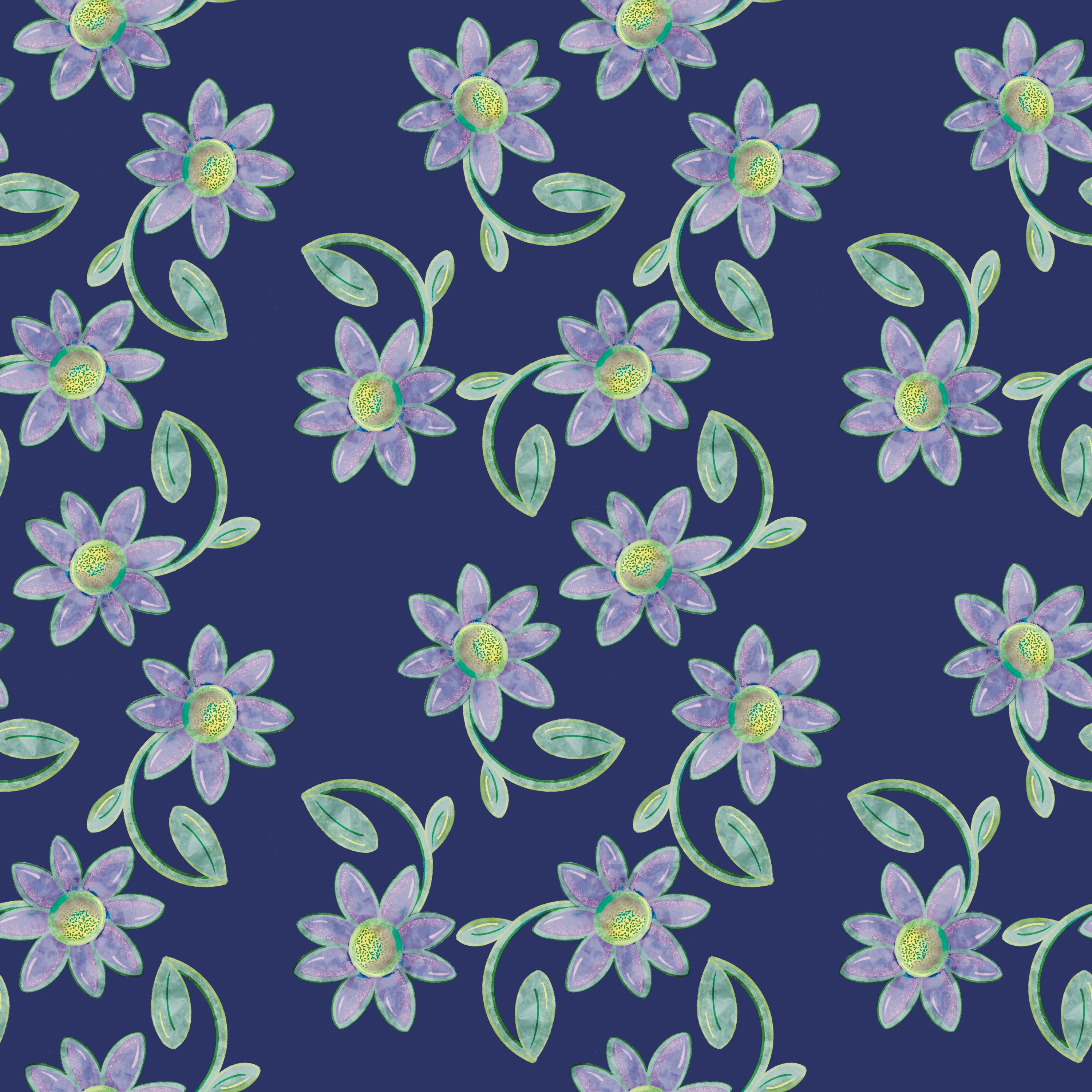 Digital Paper : Floral Modern Blue - Etsy