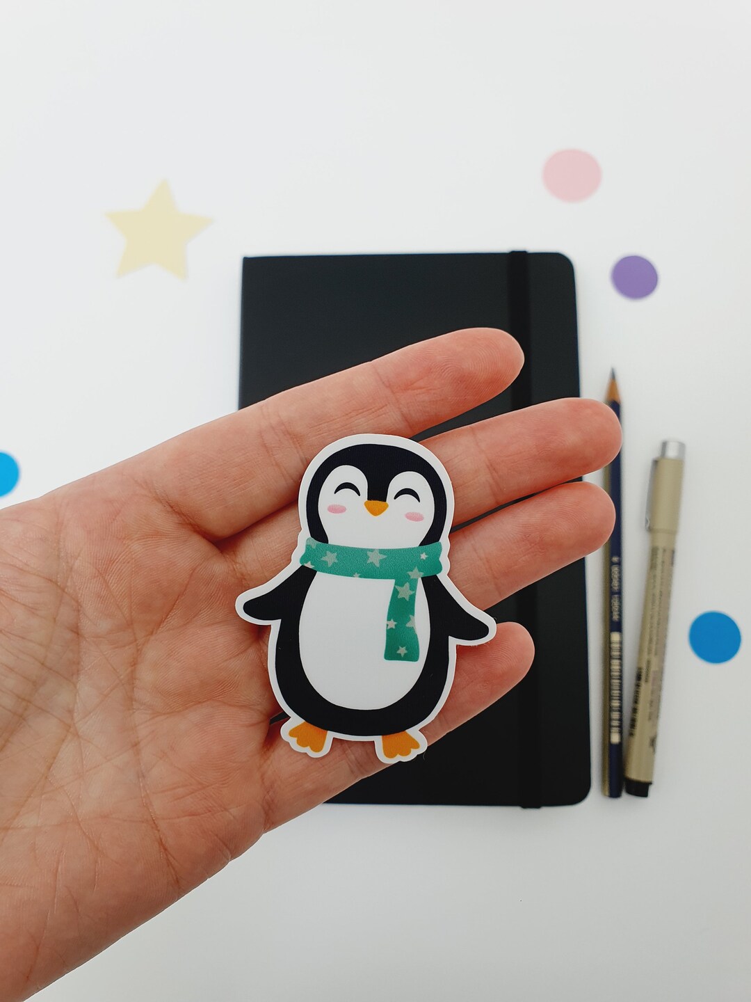 Penguin Sticker - Waterproof Laptop Sticker With Smiling Penguin - Etsy