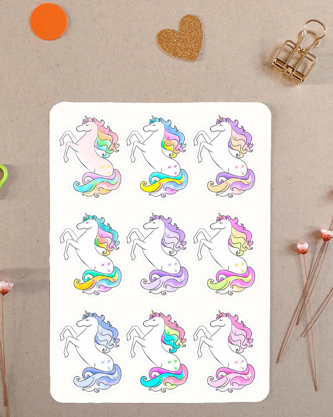 Unicorn Sticker Sheet for Bullet Journals, Planners, and Scrapbooks ...