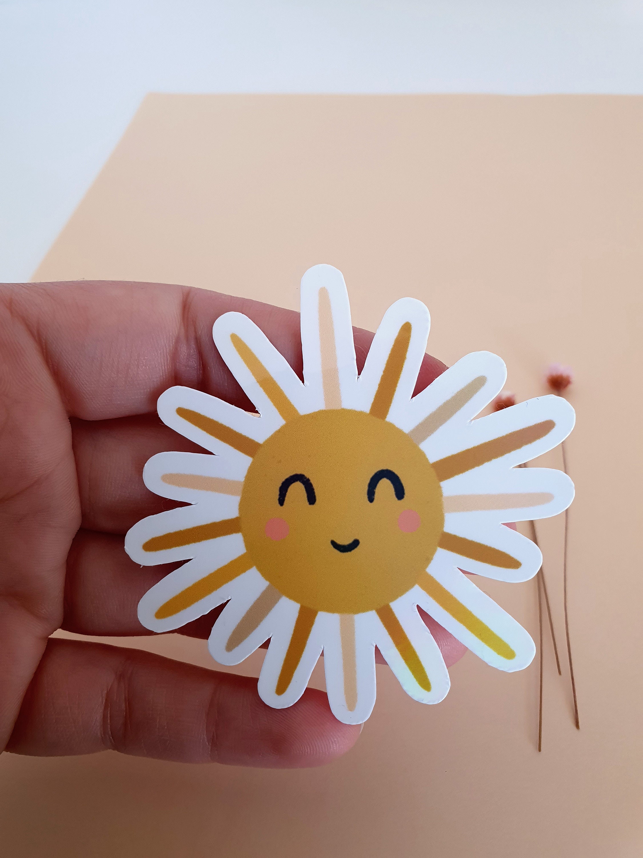Kawaii Smiling Sun Sticker, Waterproof Laptop Decoration - Etsy