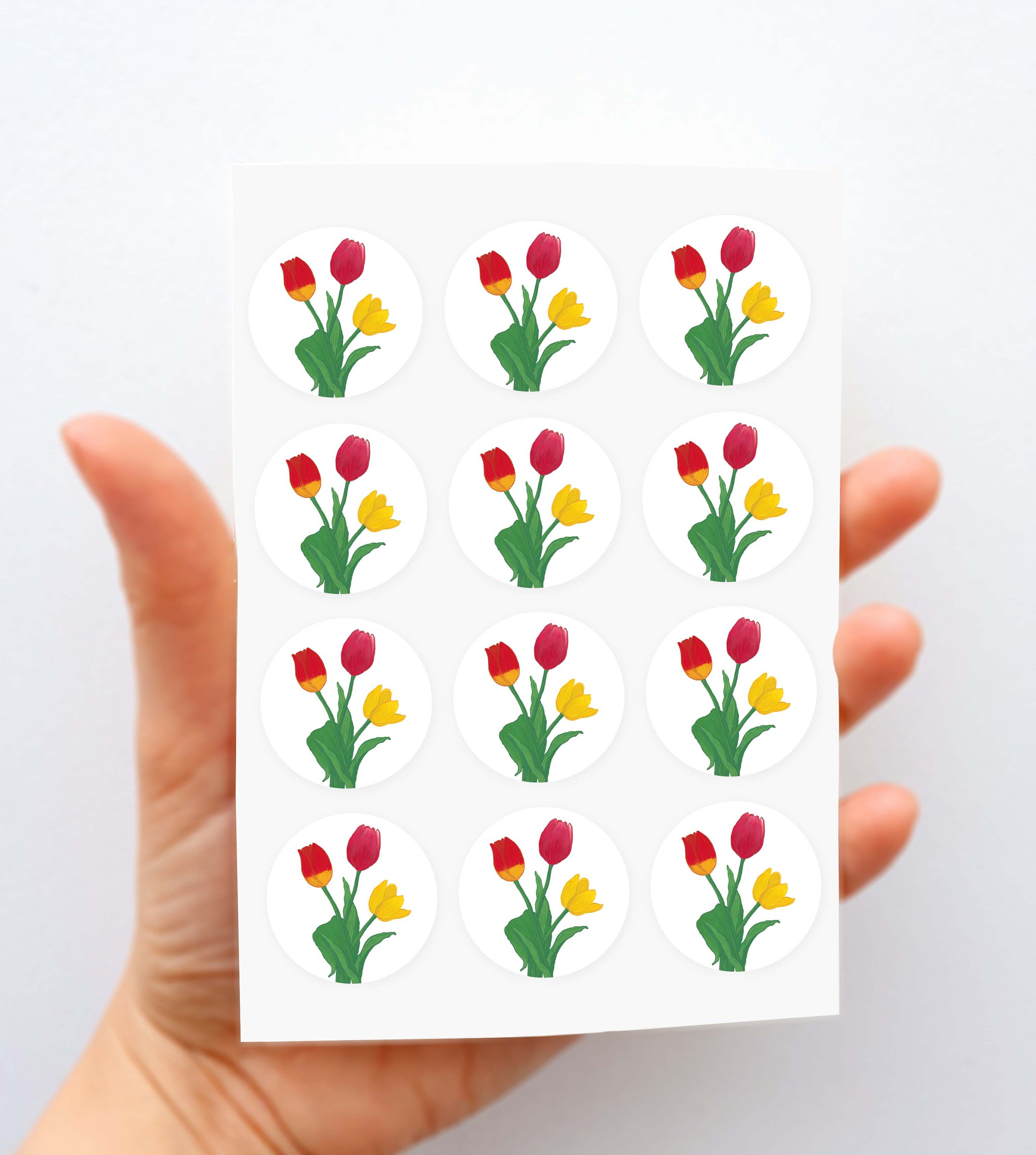Round Tulips Sticker Sheet, Envelope Seal With Flowers - Etsy